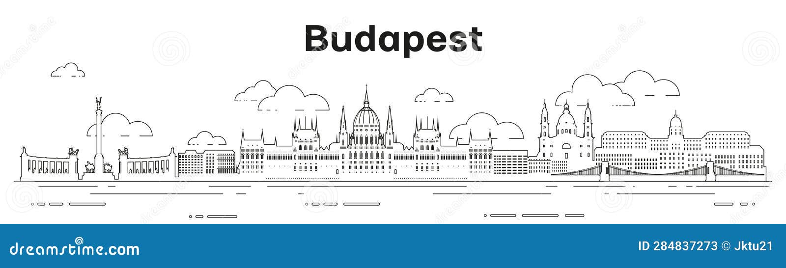 Budapest Cityscape Line Art Vector Illustration Stock Vector ...