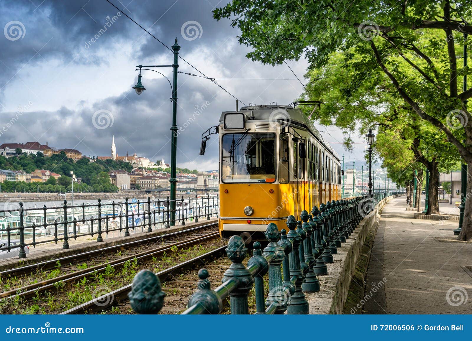 Budapest Tram on the Embankment Stock Photo - Image of embankment ...