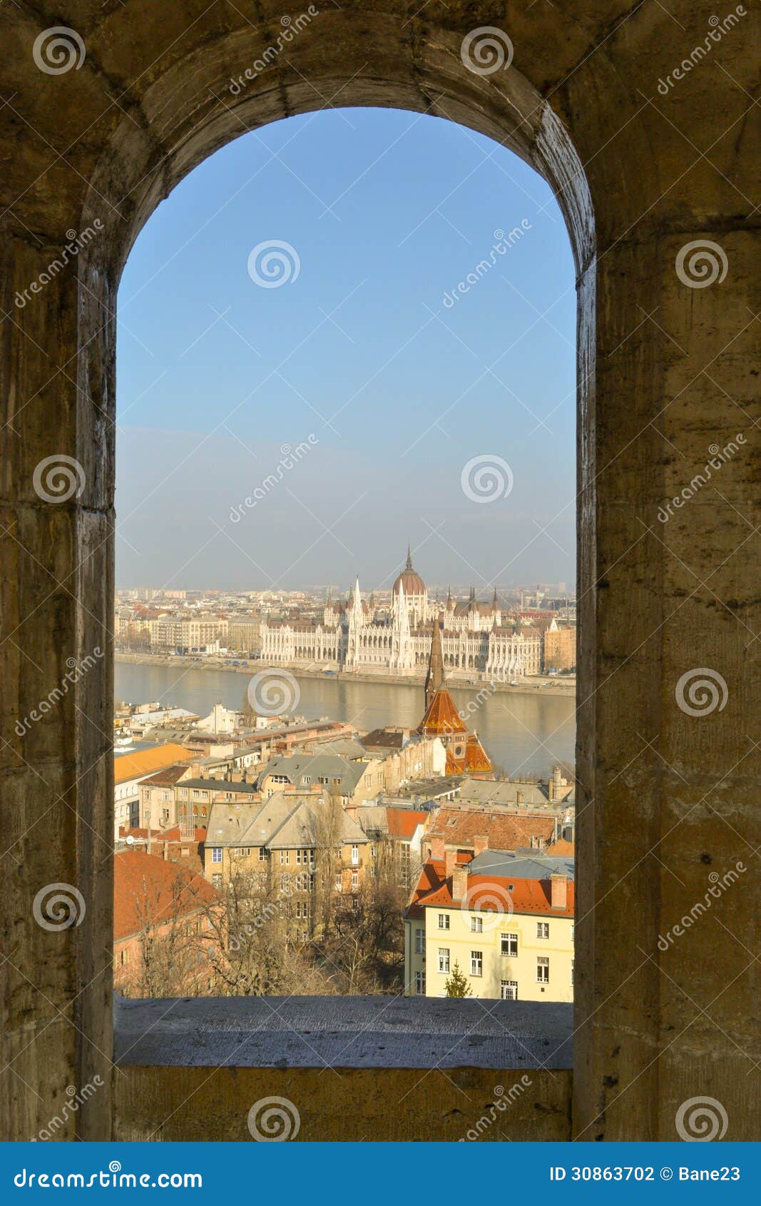 Budapest View from a Castle Window Stock Photo - Image of houses, river ...