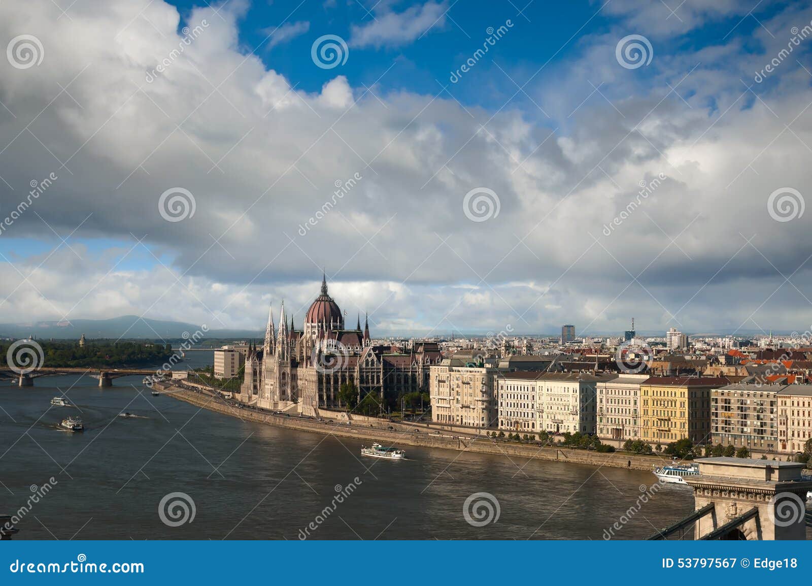 Budapest View from Gellert Hill, Hungary Stock Image - Image of lanchid ...