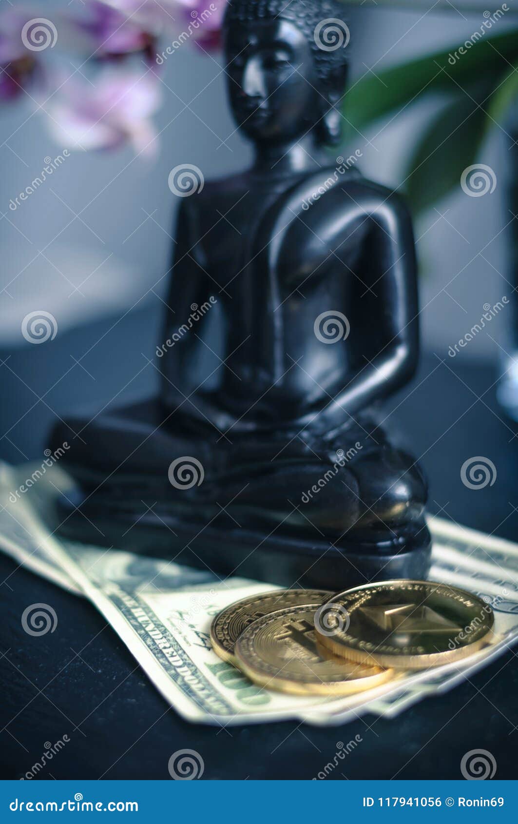 Buddha with bitcoin editorial photo. Image of phalaenopsis - 117941056