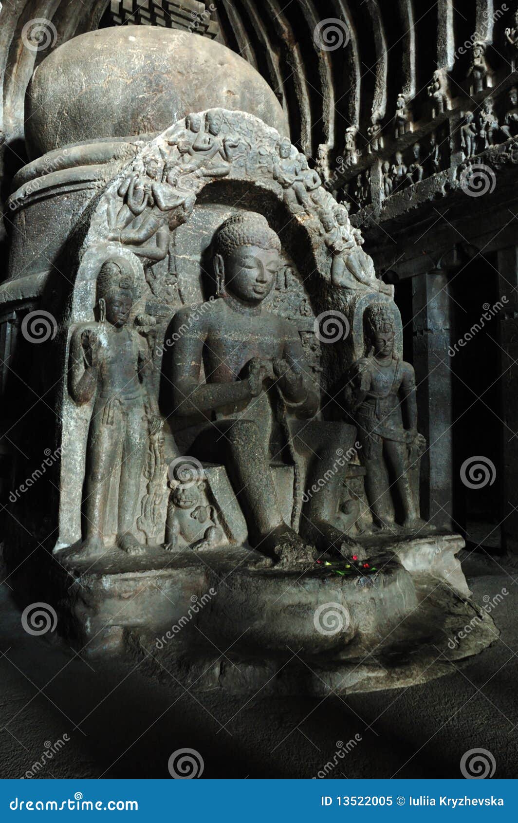 Buddha at Carpenter S Cave -Ellora Temple Stock Image - Image of ...
