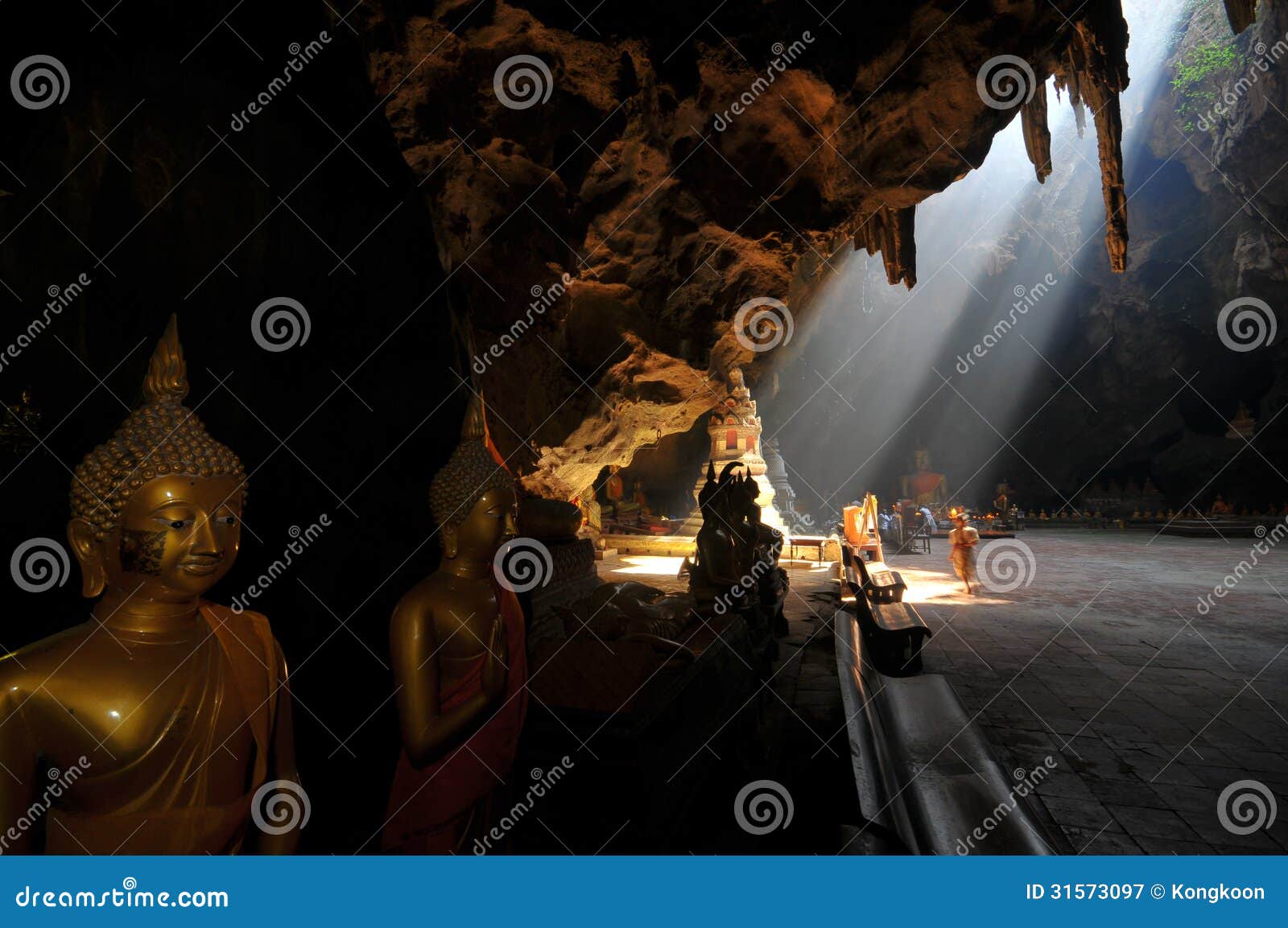 Buddha in a cave stock image. Image of thailand, line - 31573097
