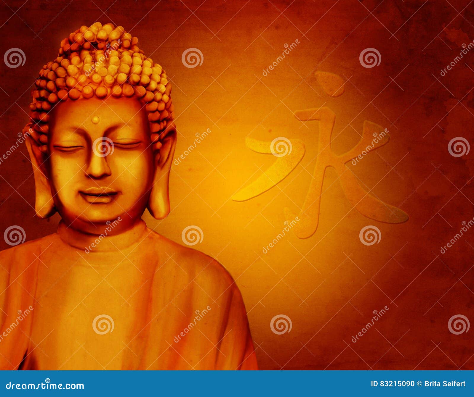 Buddha with chinese sign stock illustration. Illustration of wisdom ...