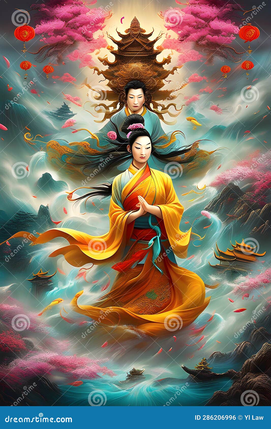 A Buddha of Compassion Female Stock Illustration - Illustration of ...