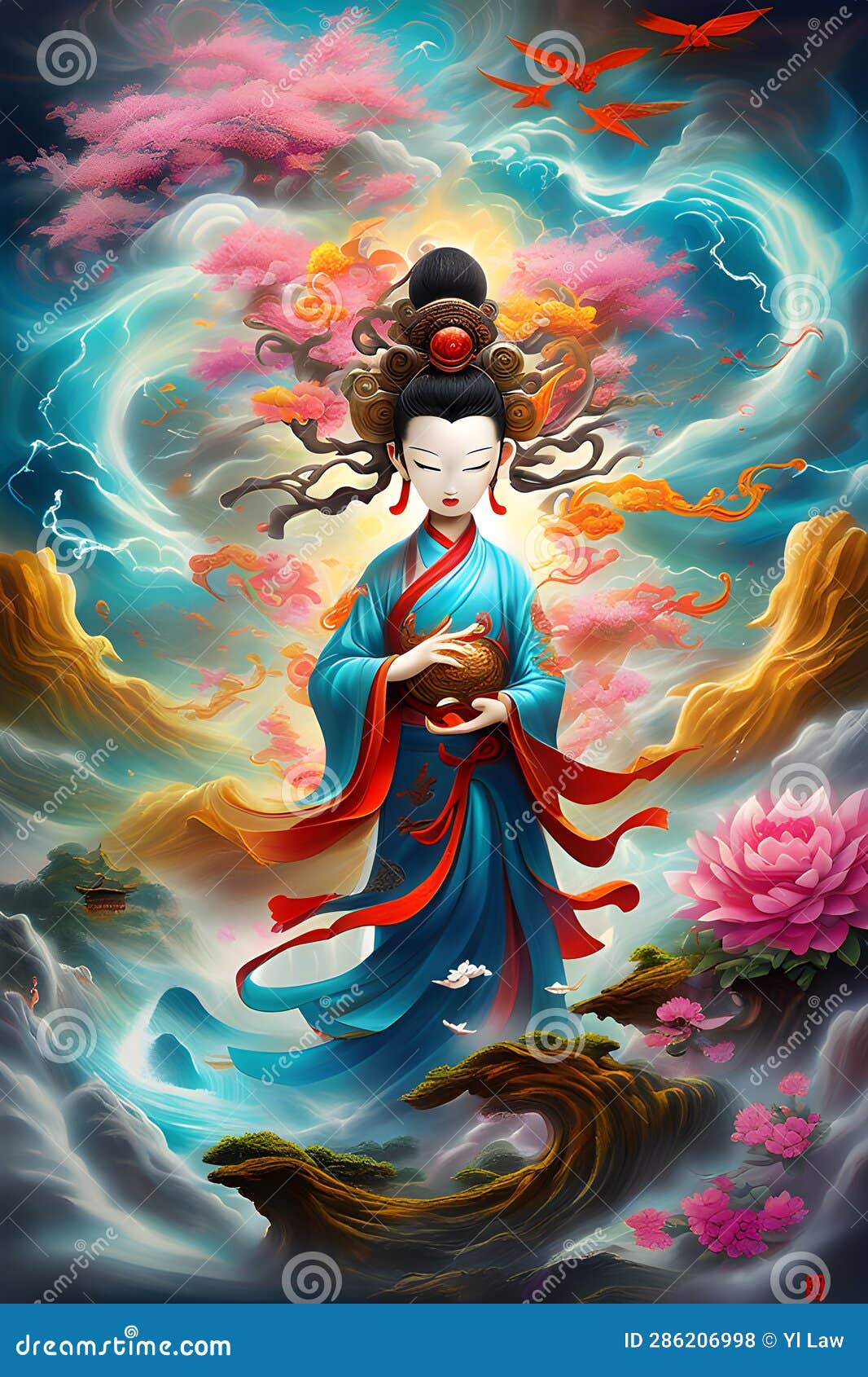 A Buddha of Compassion Female Stock Illustration - Illustration of ...