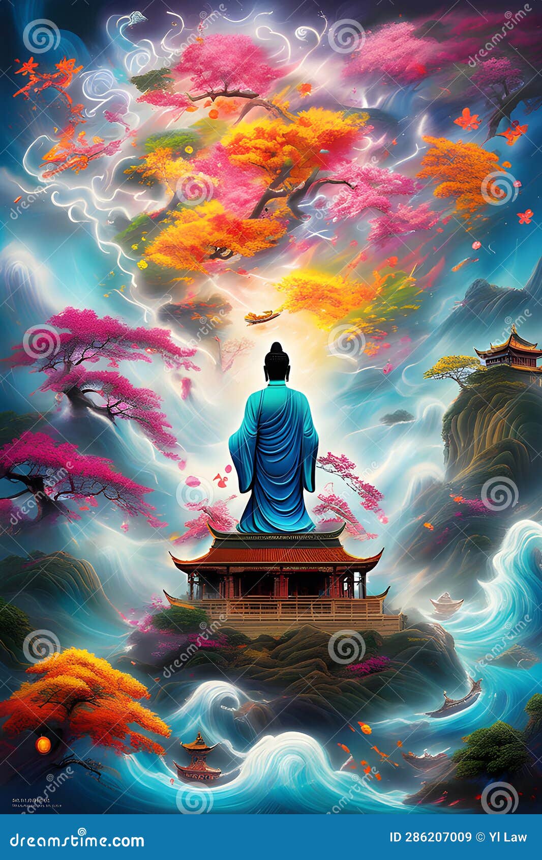 A Buddha of Compassion Female Stock Illustration - Illustration of ...