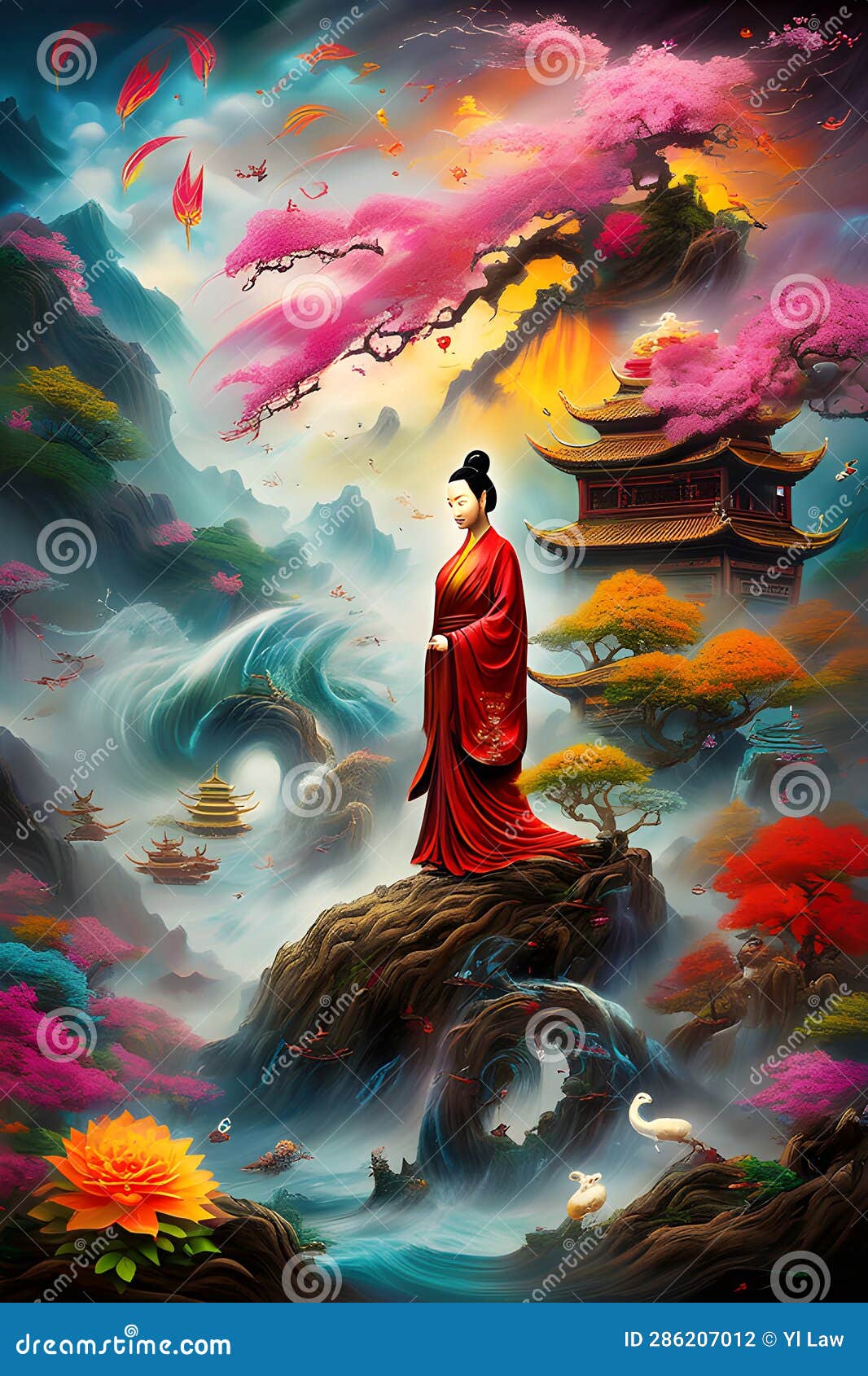 A Buddha of Compassion Female Stock Illustration - Illustration of ...