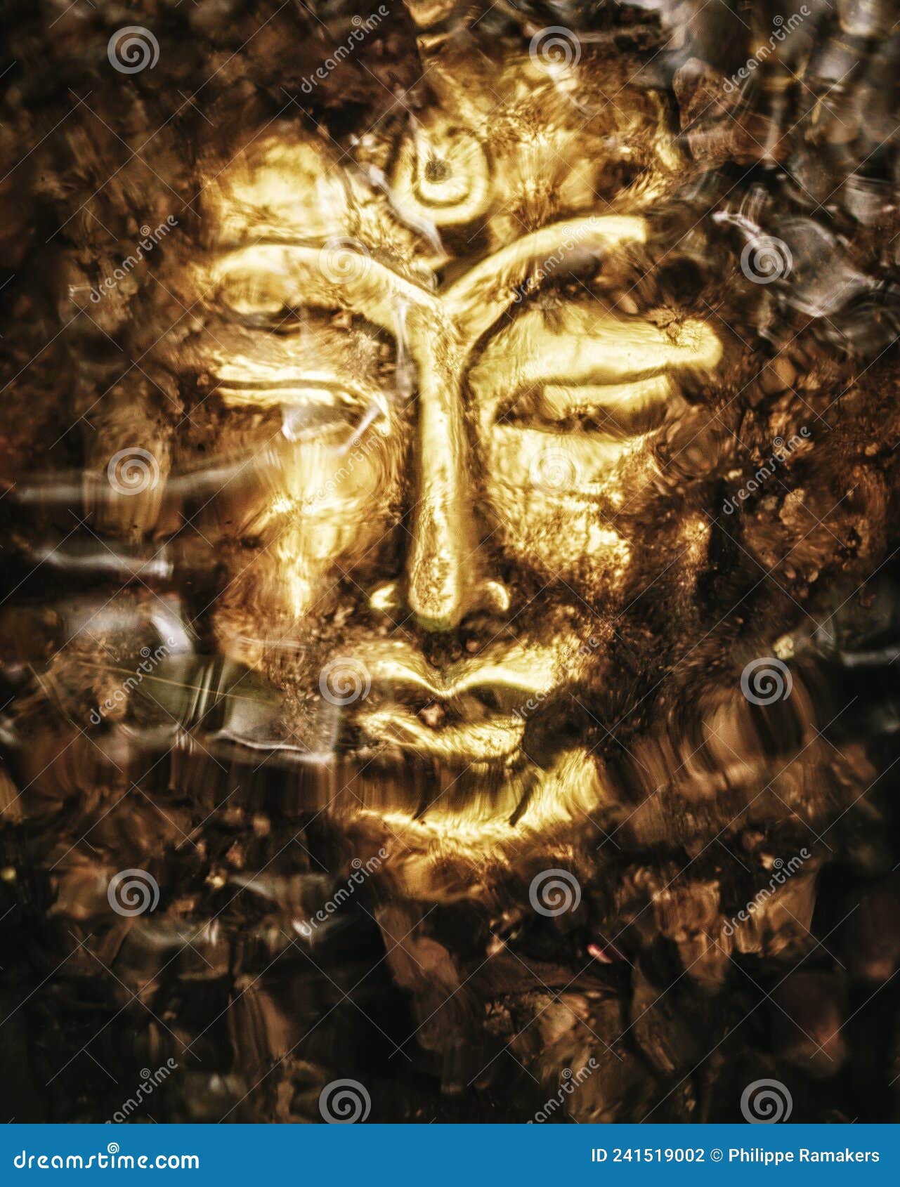 Buddha Golden Face Underwater Symbol Stock Photo - Image of modern ...