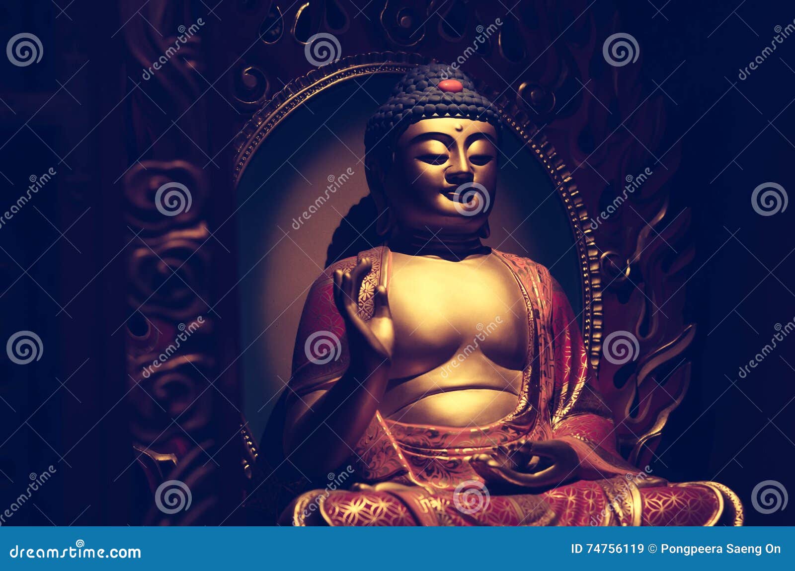 Buddha Golden Sculpture with Cross Process Developed. Stock Image ...