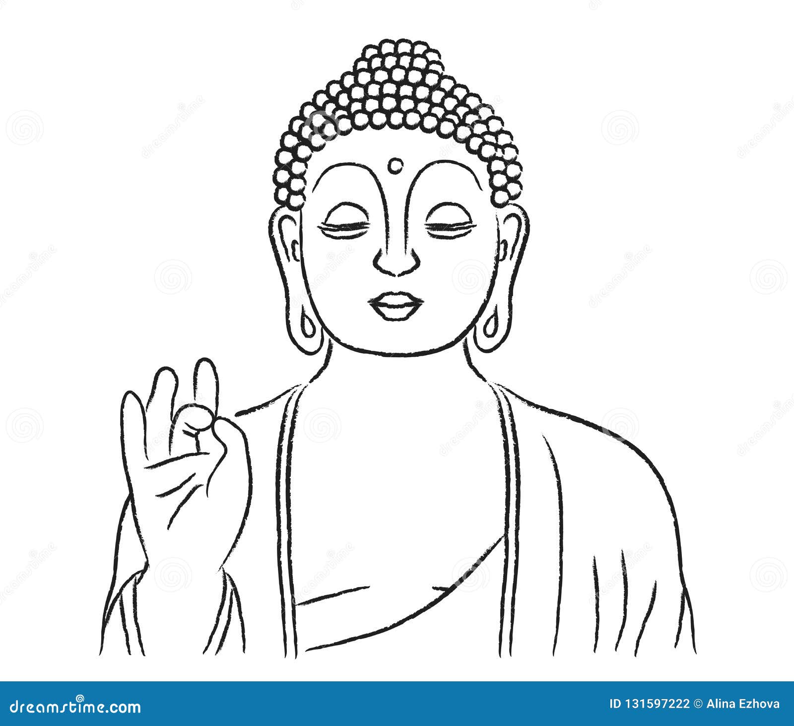 Buddha with Hand Raised. Vector. Stock Vector - Illustration of ...