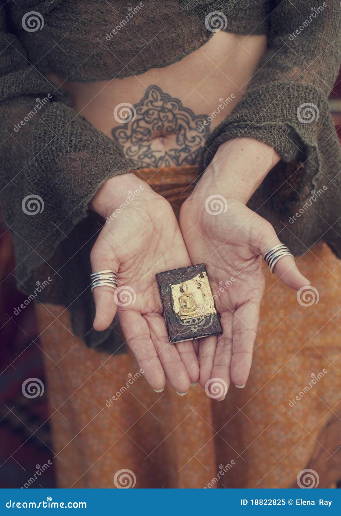 Buddha Hands Woman Offering Stock Image - Image of rings, offering ...