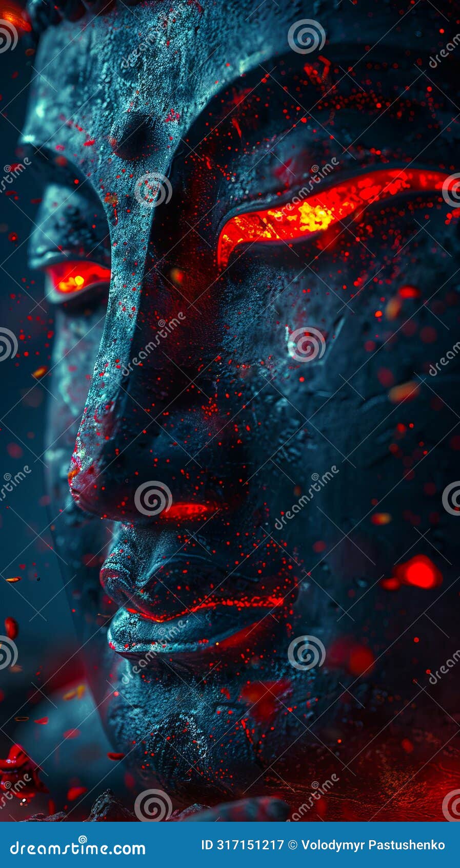A Buddha Head with Fire and Flames Stock Image - Image of light ...