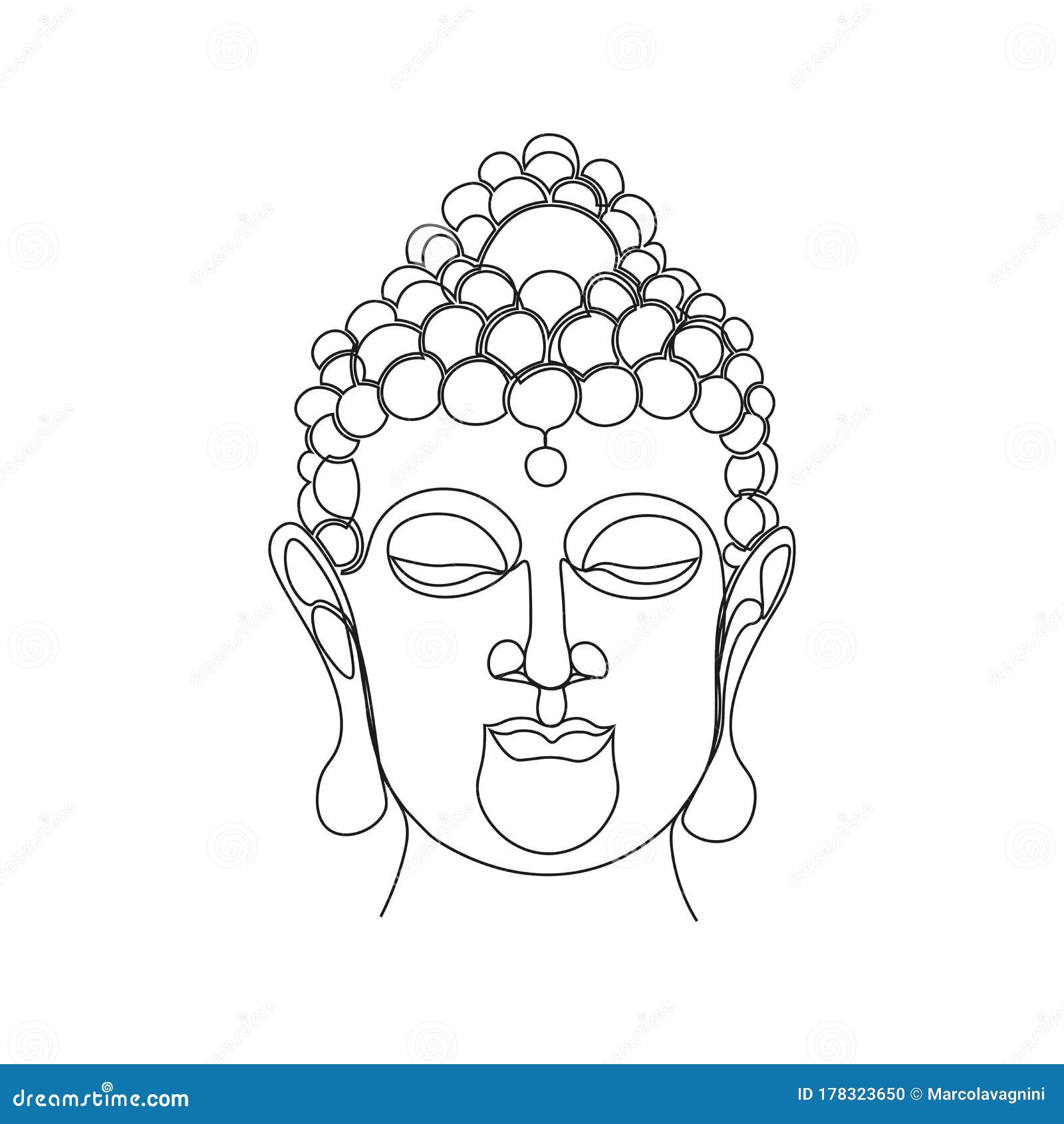 Buddha Head in Single Line Style Stock Vector - Illustration of history ...