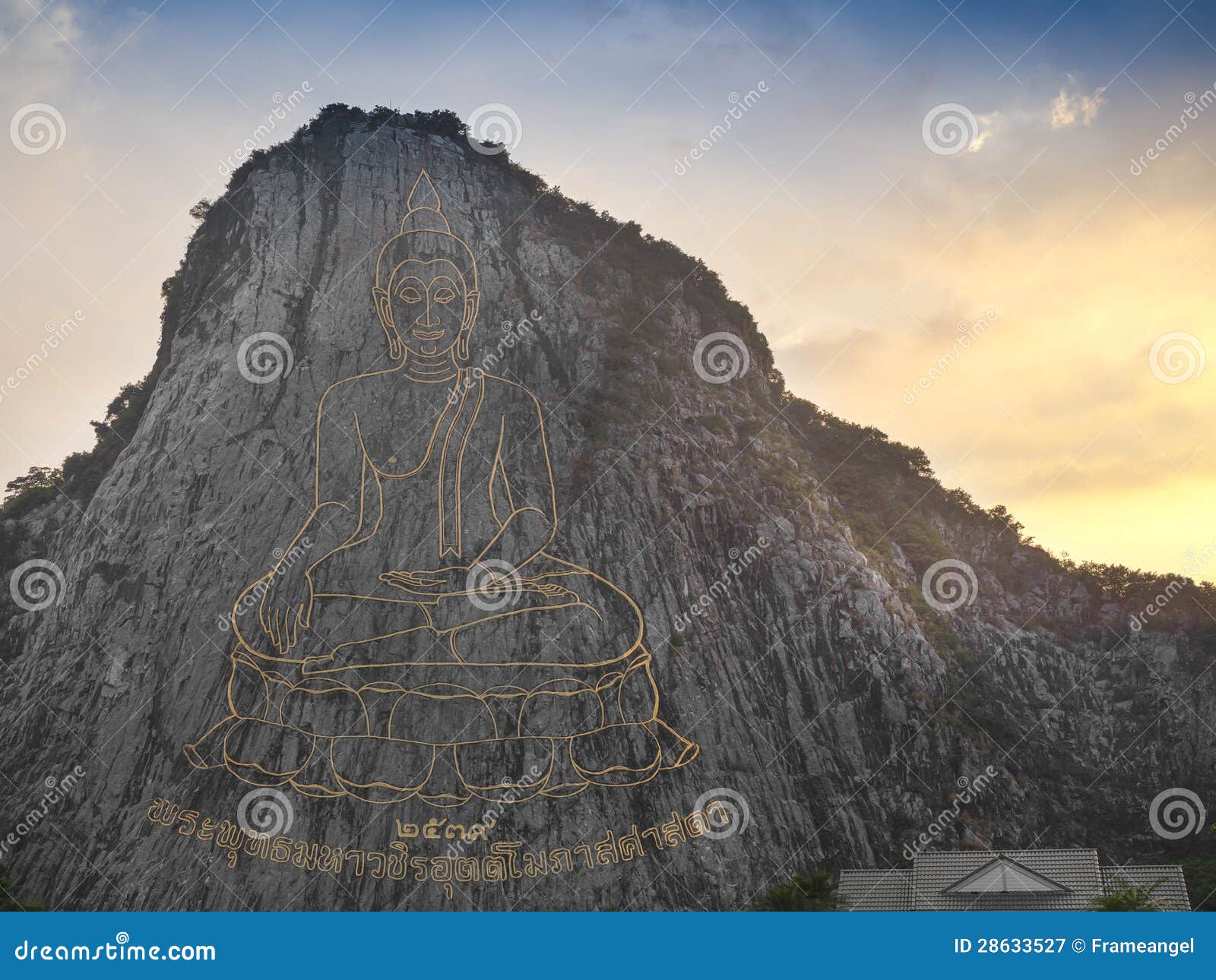 Buddha Image Carved with Laser at the Mountain Stock Image - Image of ...