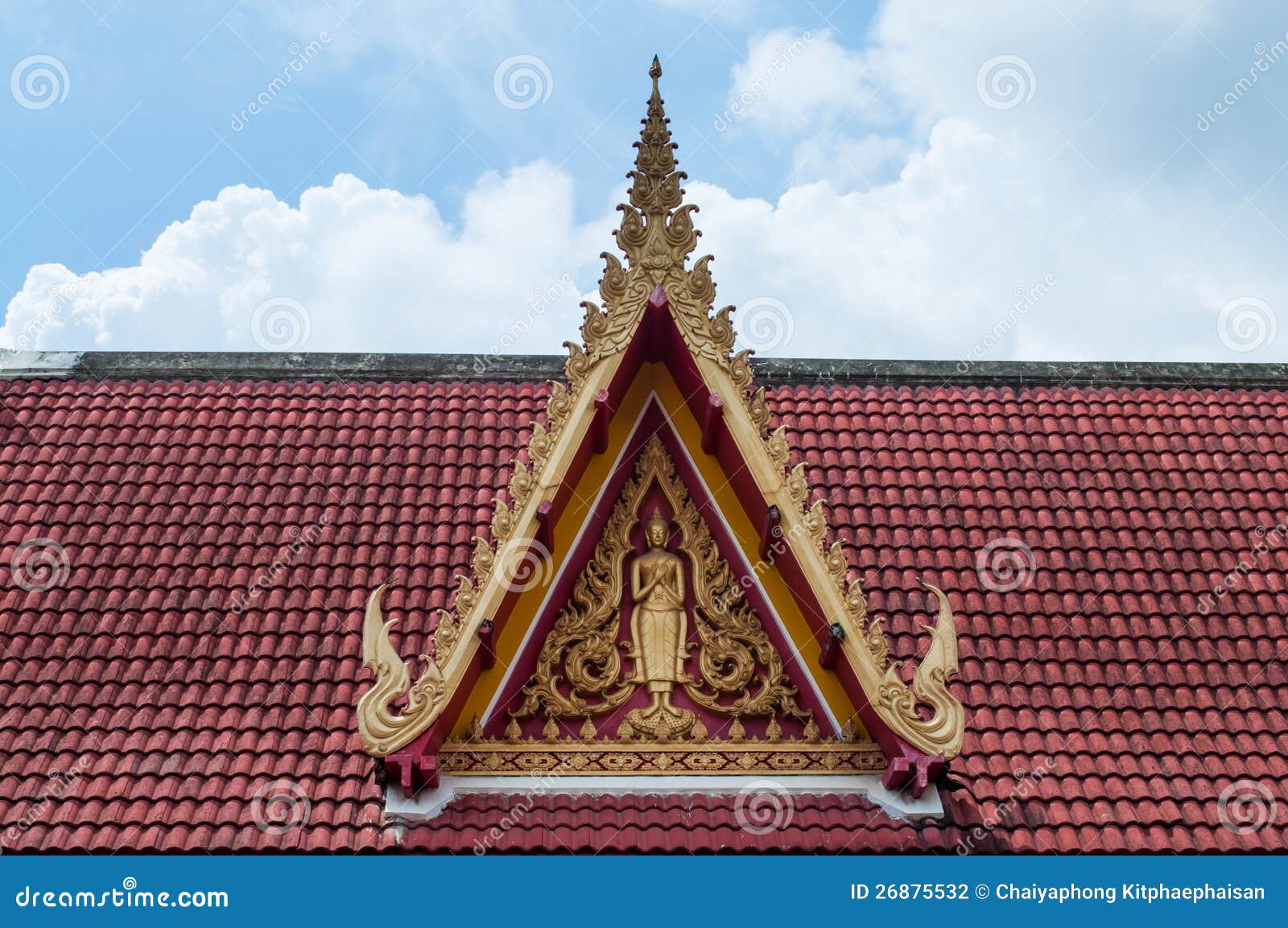 Buddha image at roof gable stock photo. Image of religion - 26875532