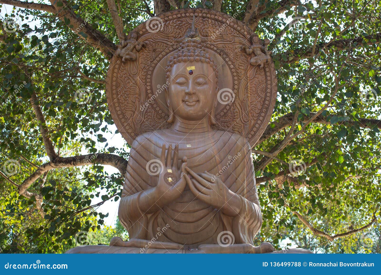 Buddha Image Sitting Under Bodhi Tree Stock Photo - Image of oriental ...