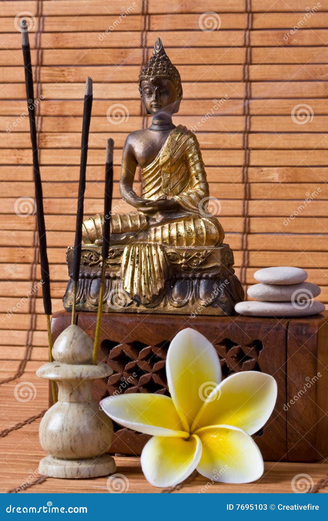 Buddha with Incense Sticks and Flower Stock Image - Image of buddhism ...