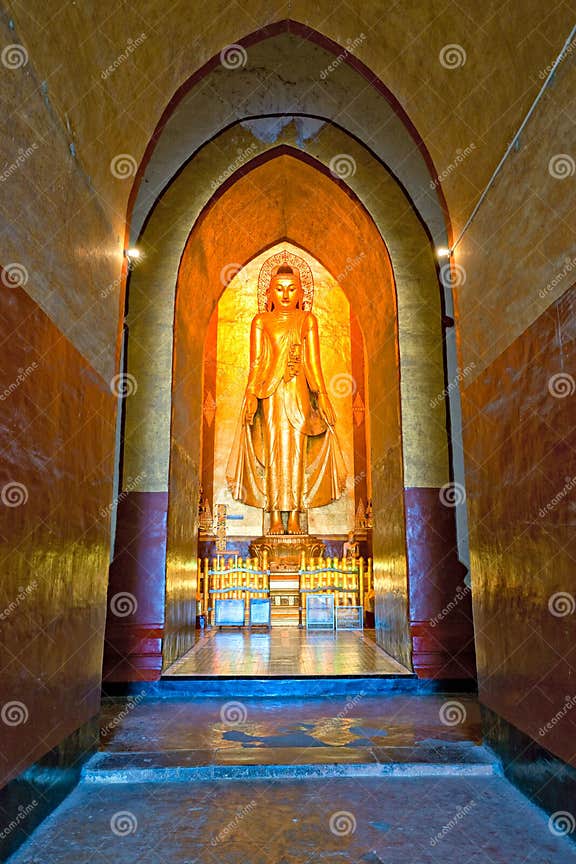 Buddha Inside Ananda Temple, Bagan, Stock Image - Image of mystery ...