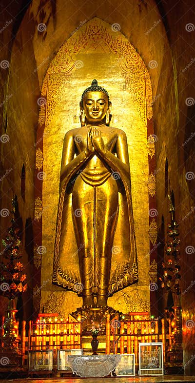 Buddha Inside Ananda Temple, Bagan, Stock Image - Image of authentic ...