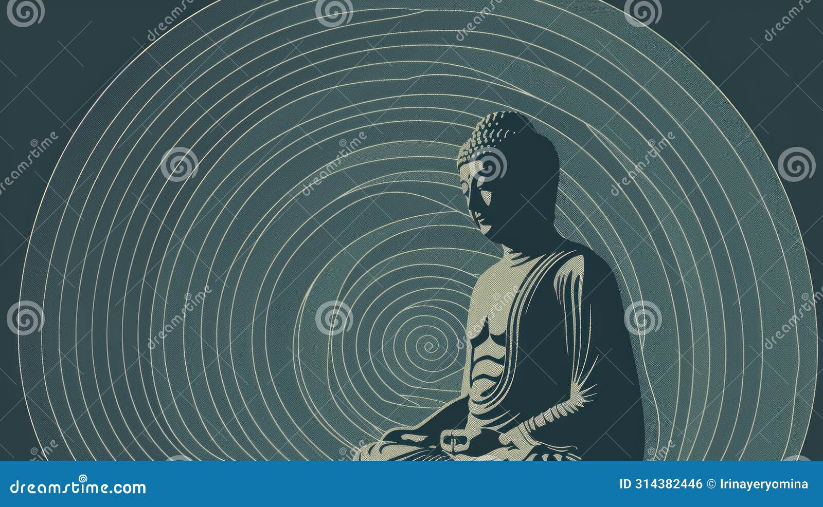 Buddha in Meditation with Radiating Aura Illustration Stock Photo ...