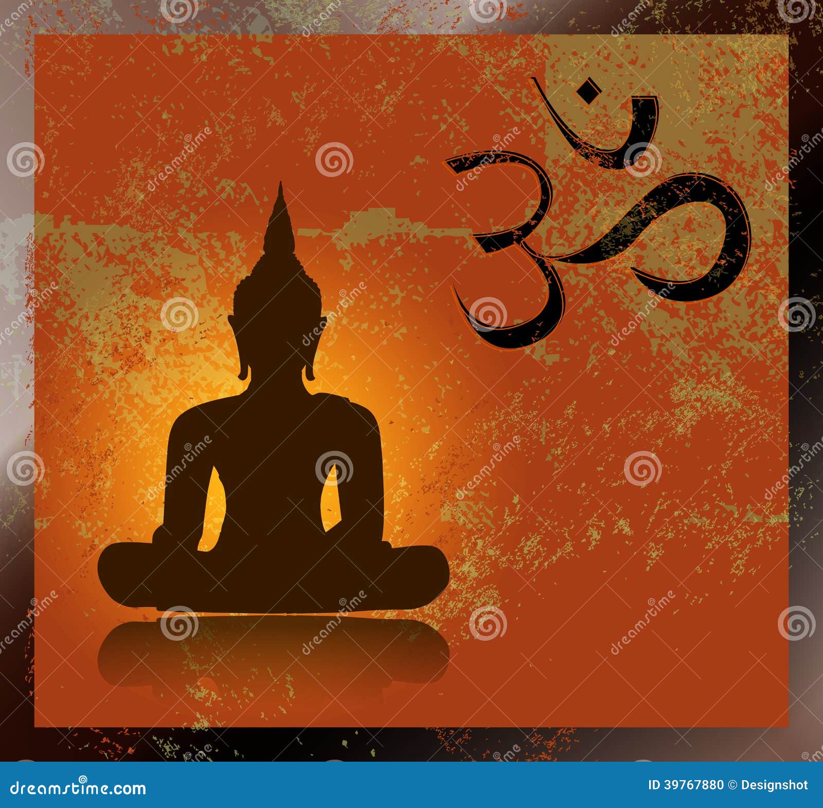 Buddha And Om Symbol Vector Illustration | CartoonDealer.com #39767880
