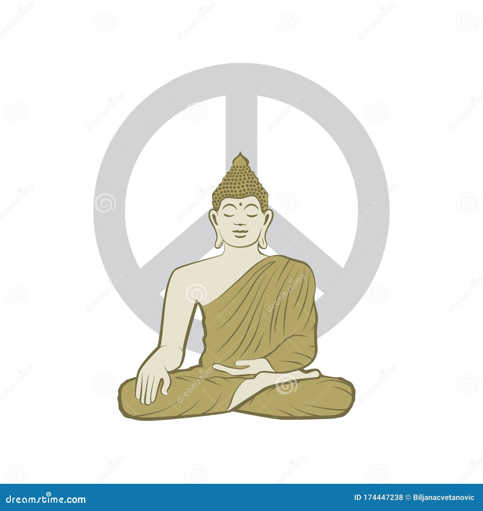 Buddha and peace symbol stock vector. Illustration of buddha - 174447238