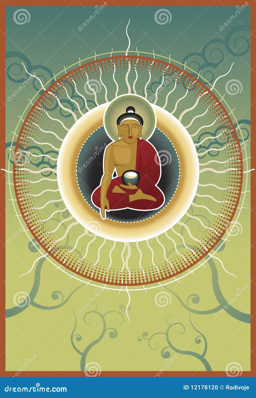 Buddha poster stock vector. Illustration of meditation - 12178120
