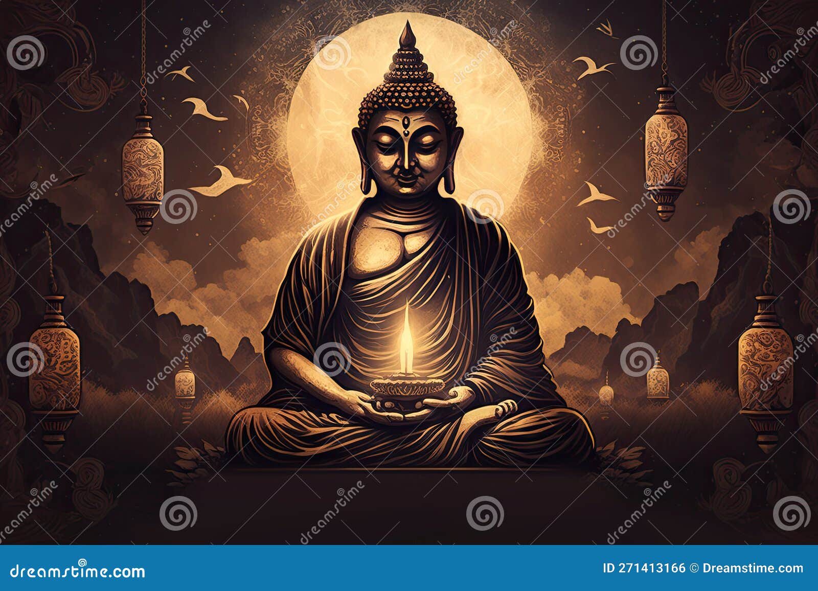 Buddha Purnima Illustration. Ai Generative Stock Illustration ...