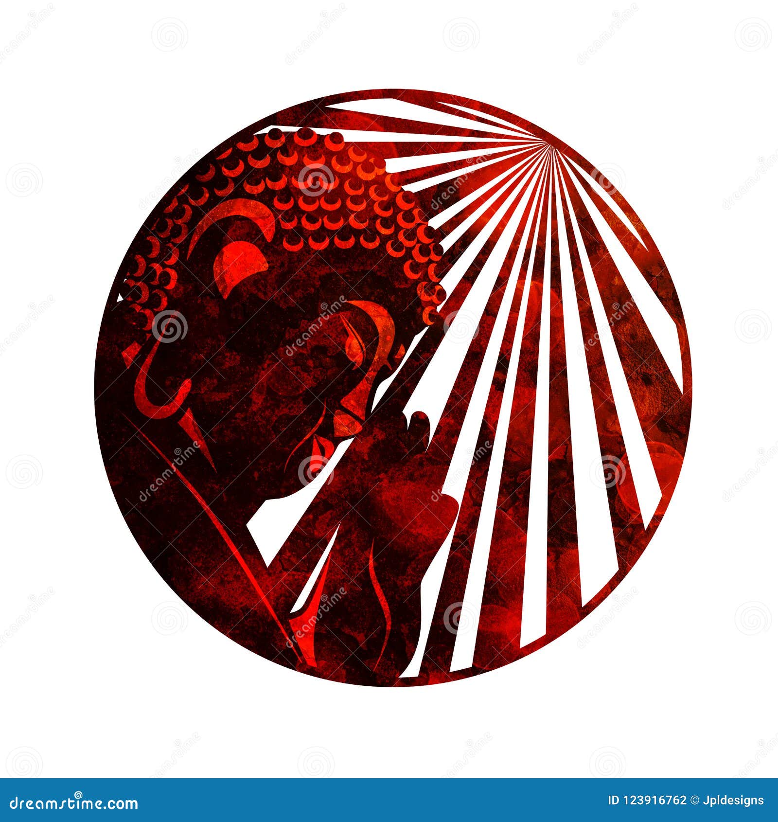 Buddha Raised Hand With Light Rays Black And White Vector Illustration ...