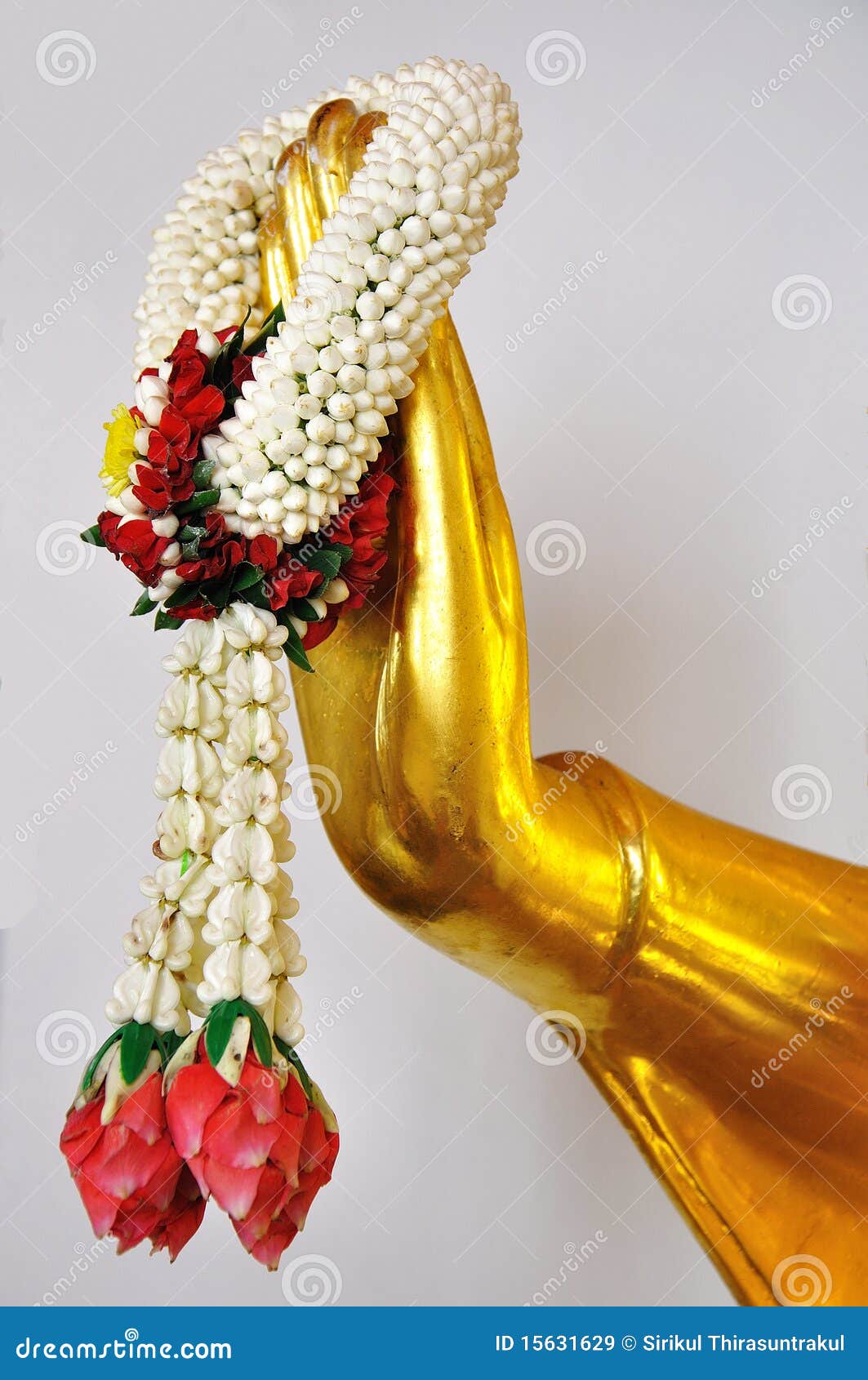 Buddha s hand and garland stock image. Image of faith - 15631629