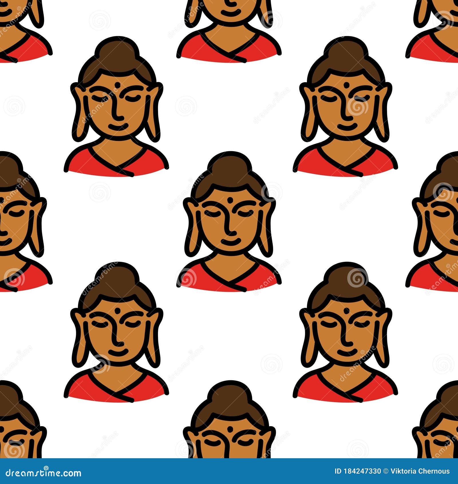 Buddha Seamless Doodle Pattern, Vector Illustration Stock Illustration ...