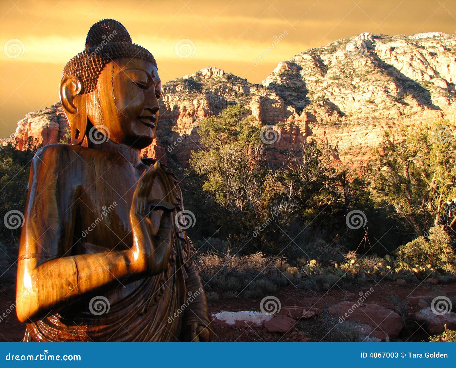 Buddha Sedona Sunset stock image. Image of peace, asia - 4067003
