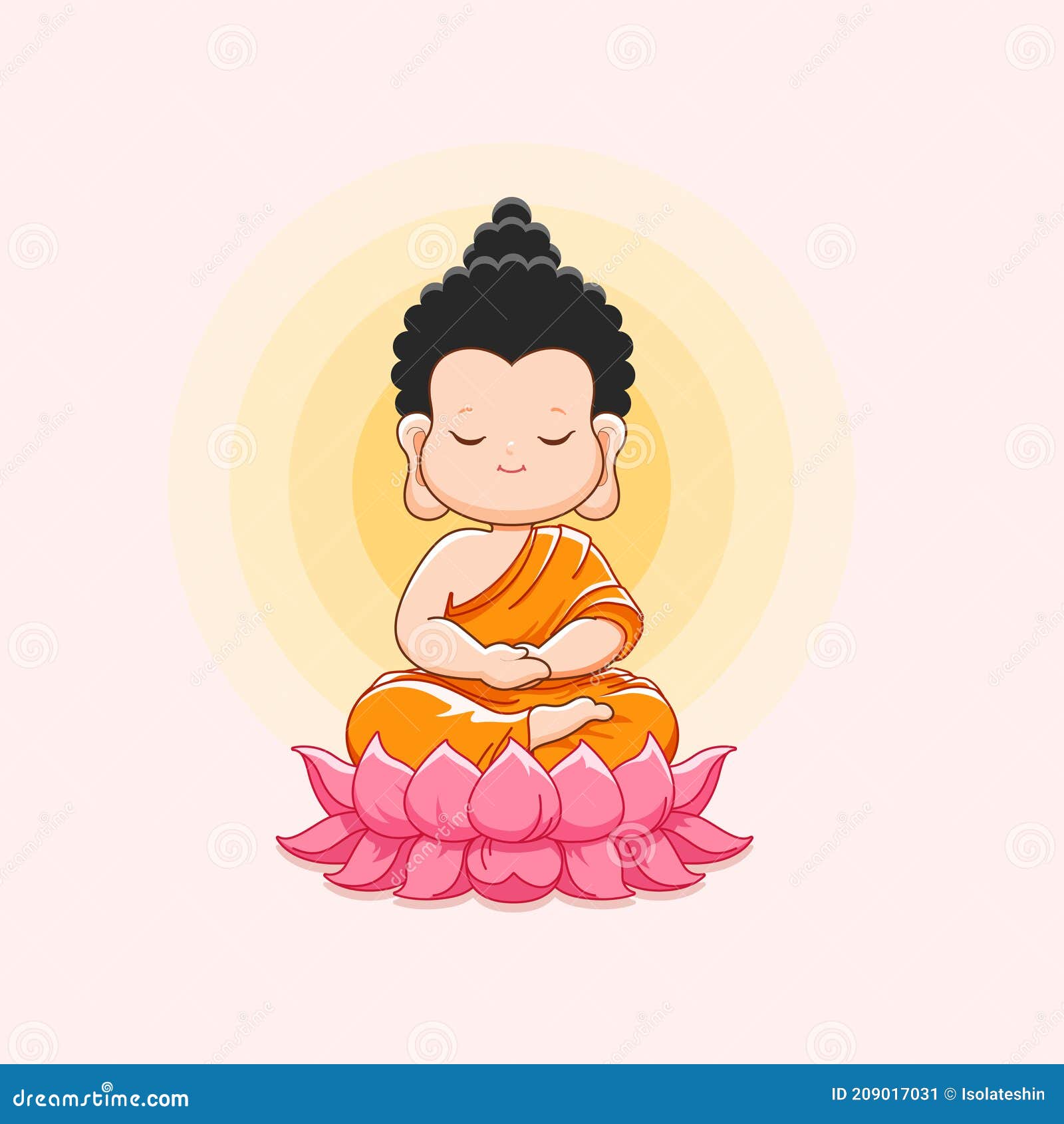 Cute Buddha Meditating on the Lotus.Happy Vesak Day or Buddha Purnima ...