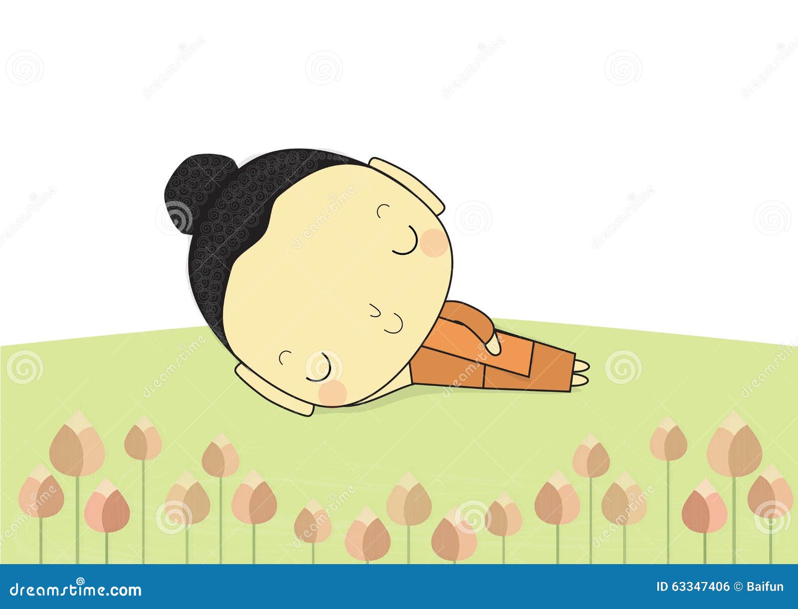 Buddha sleep stock vector. Illustration of flower, indian - 63347406