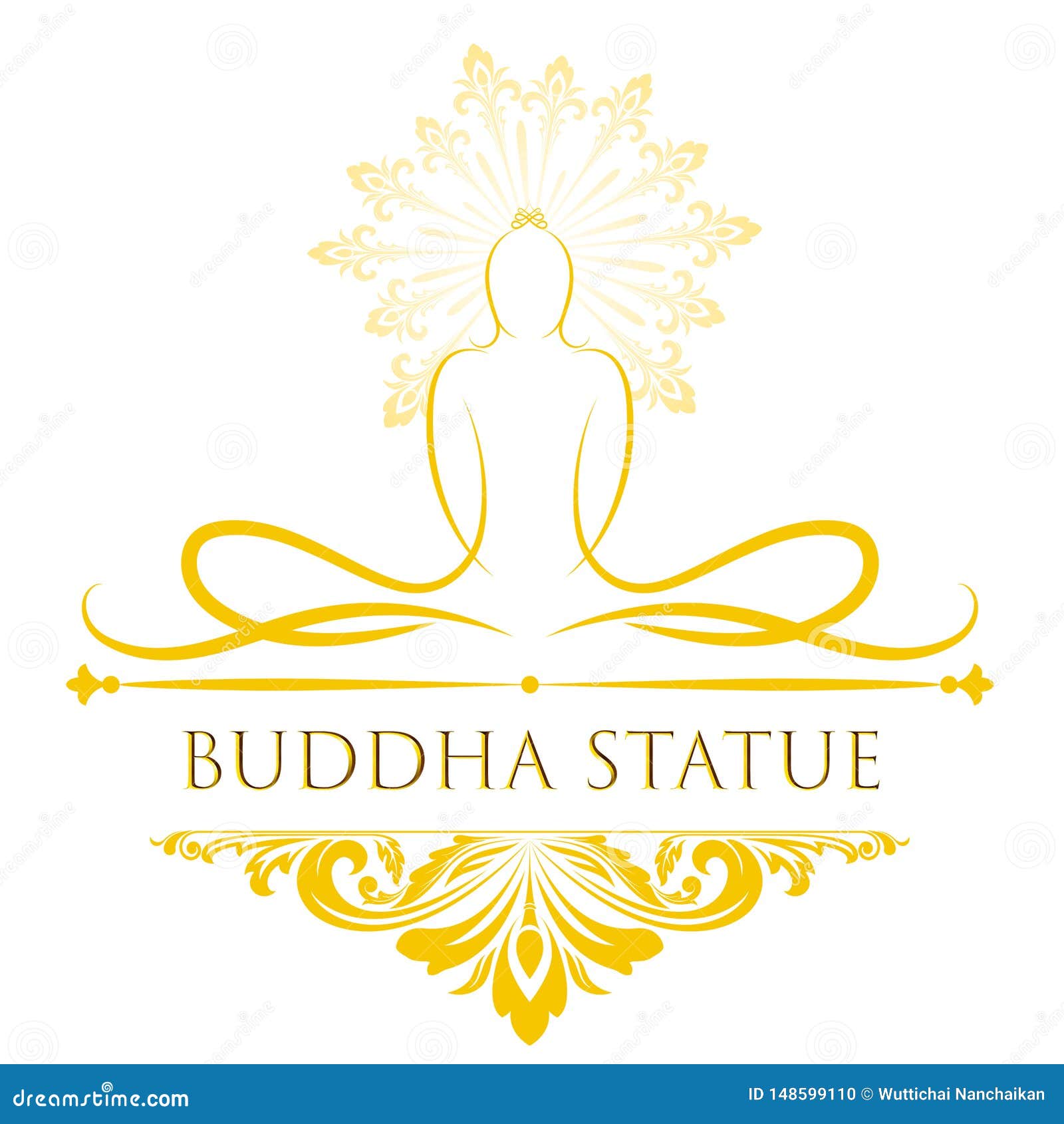Buddha statue stock vector. Illustration of decorative - 148599110