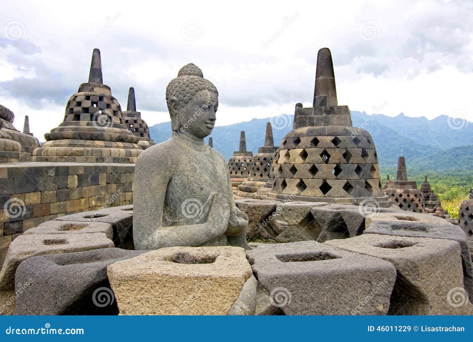 Buddha Statue, Borobudur, Indonesia. Stock Image - Image of building ...