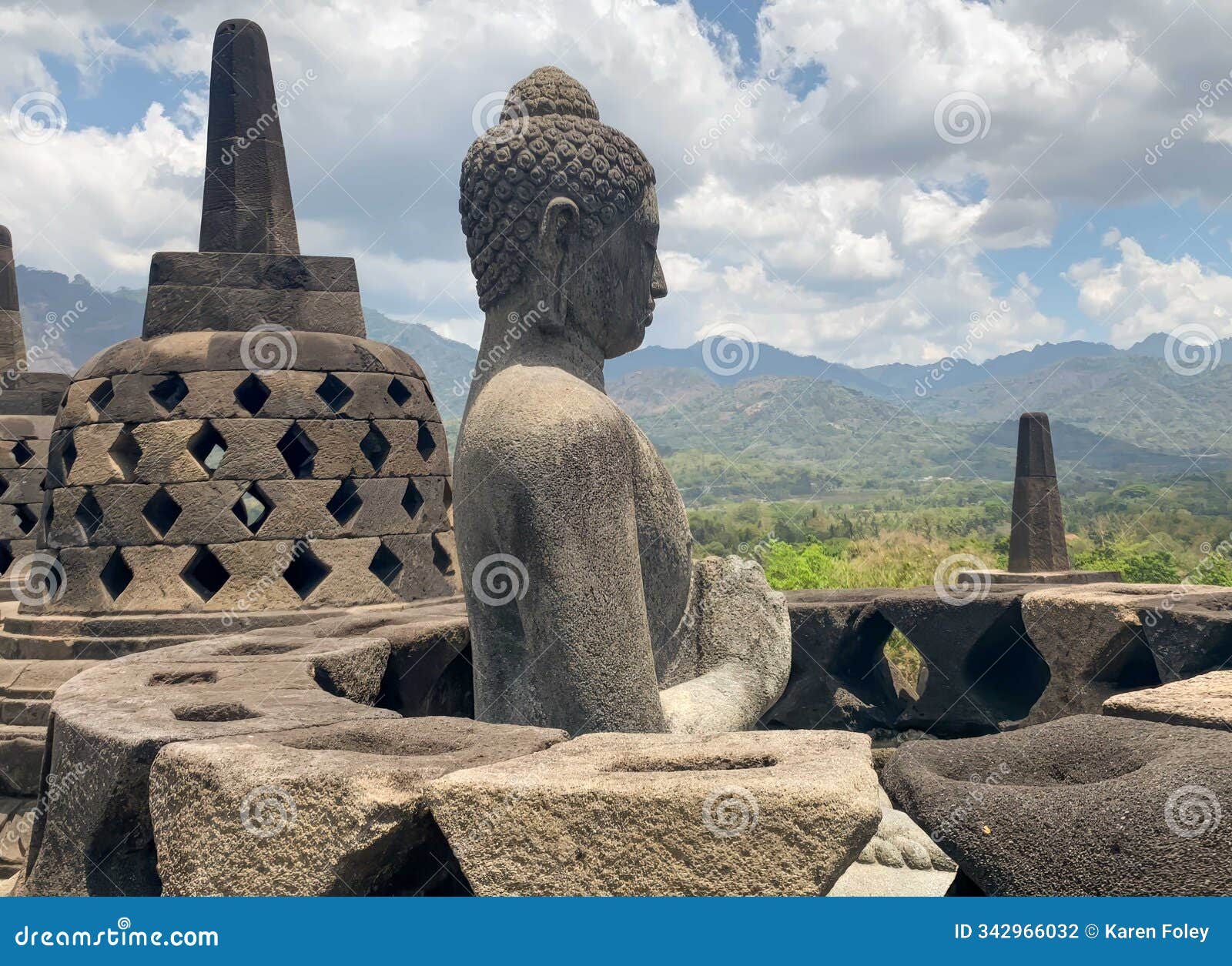 Buddha statue at Borobudur stock photo. Image of details - 342966032