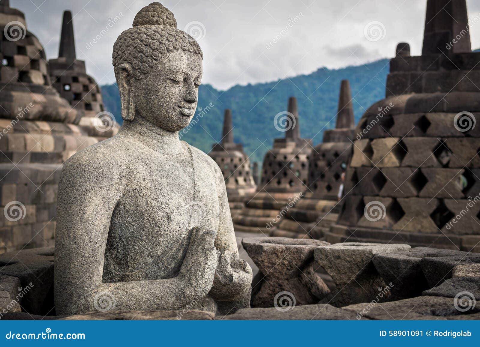 Buddha Statue at Borobudur, Java, Indonesia Stock Image - Image of ...