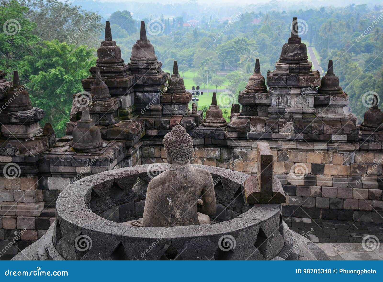 The Temple of Borobudur on Java in Indonesia Stock Photo - Image of ...