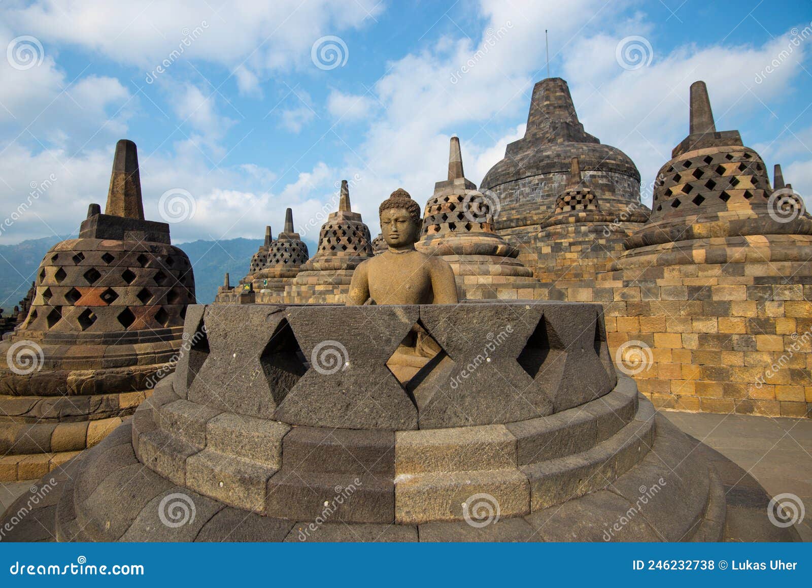 Buddha Statue at Buddhist Temple Borobudur, Java, Indonesia Stock Photo ...
