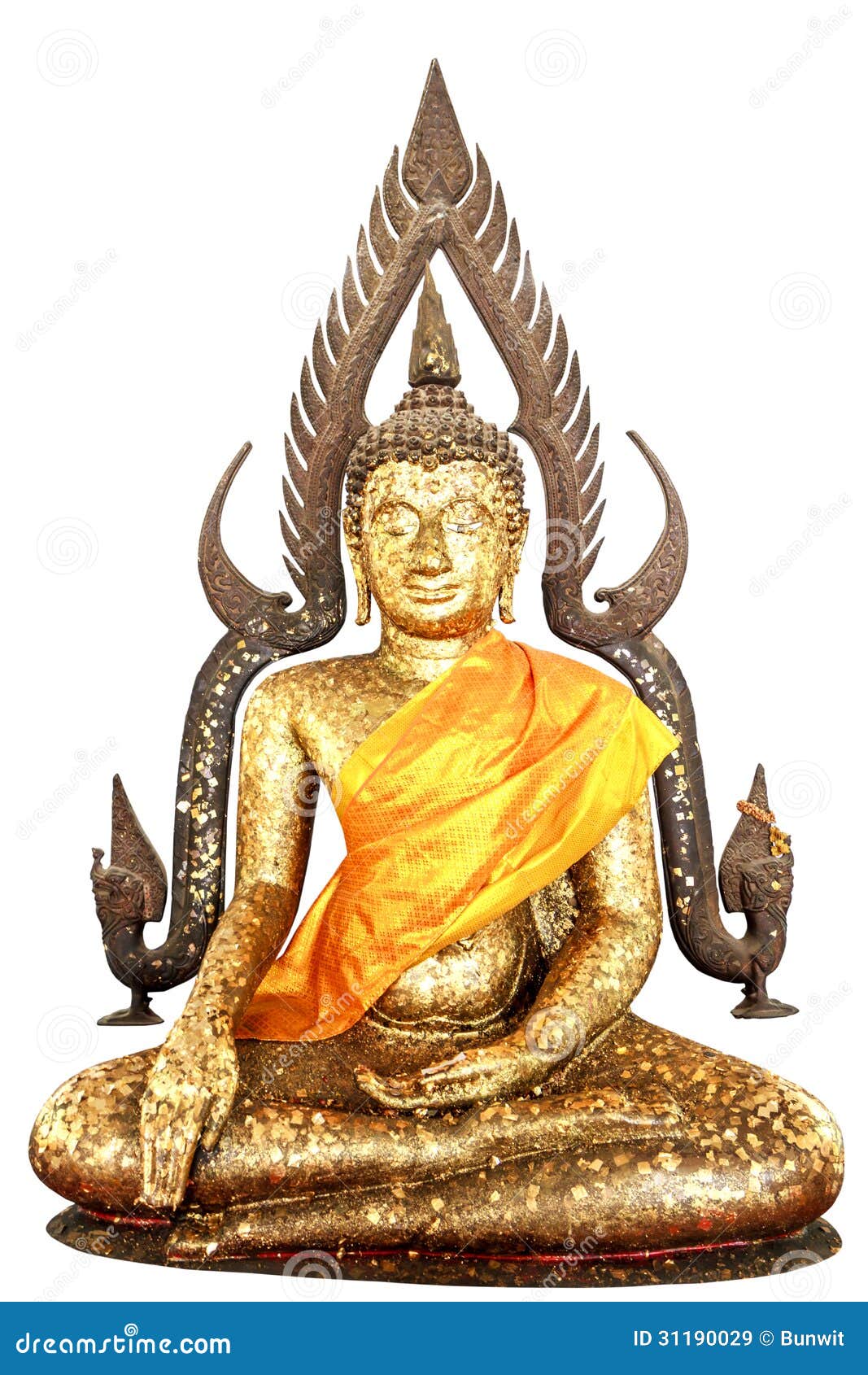 Buddha Statue Covered in Gold Leaf Isolate Stock Image - Image of ...