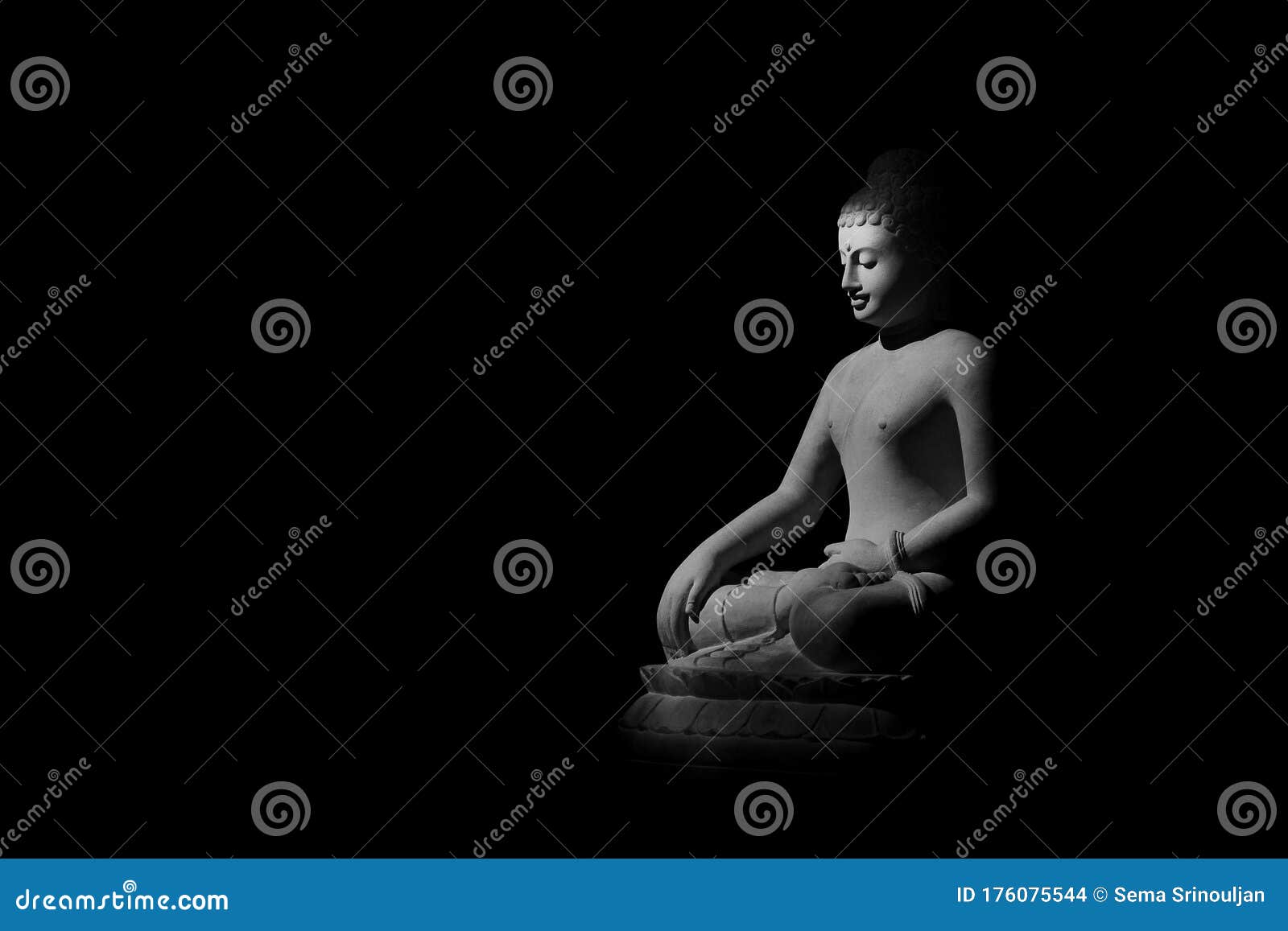 Buddha Statue in the Dark. - Light and Shadow. Stock Photo - Image of ...