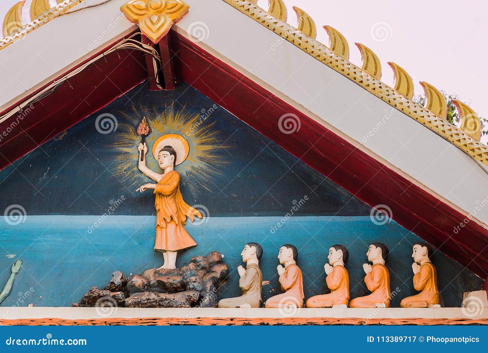 Buddha Statue with Disciple in Temple Stock Image - Image of temple ...
