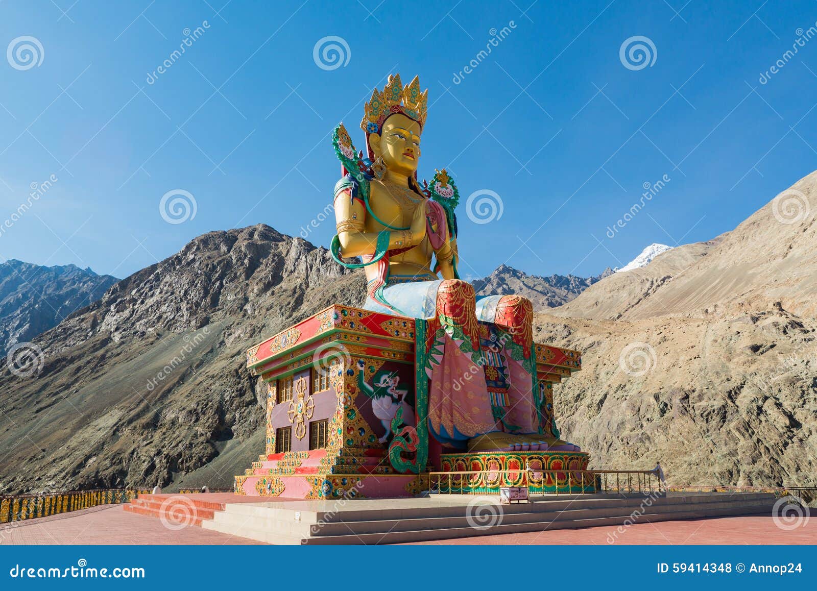 Buddha Statue at Diskit Monastery,Nubra Valley, Ladakh, India. Stock ...