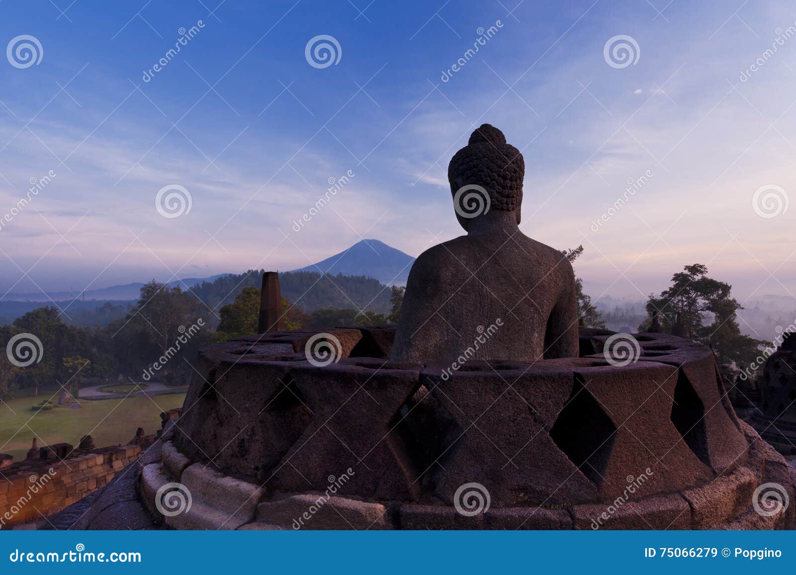 Buddha Statue Facing Volcano on Java Island Stock Image - Image of ...