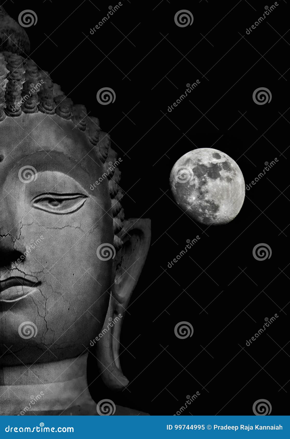 Buddha Statue and Full Moon Stock Image - Image of landscape, statue ...