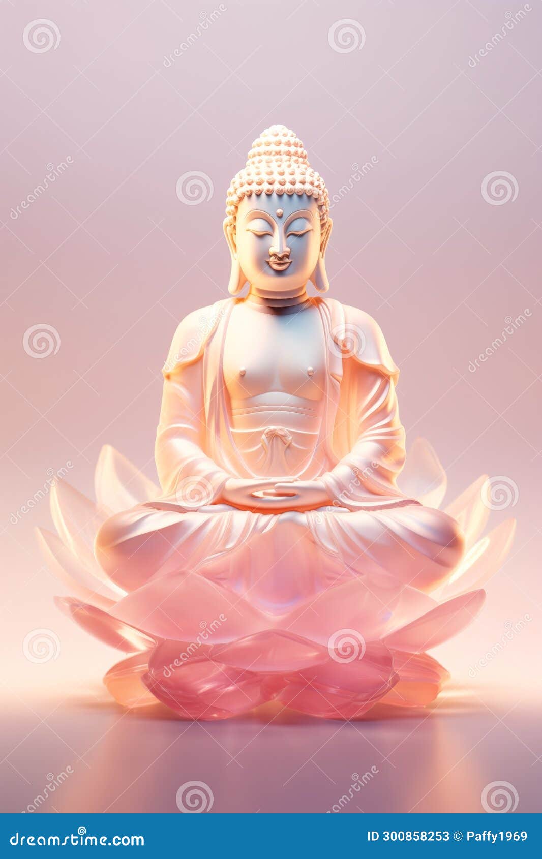 Buddha Statue on Glowing Pink Lotus Flower Stock Illustration ...