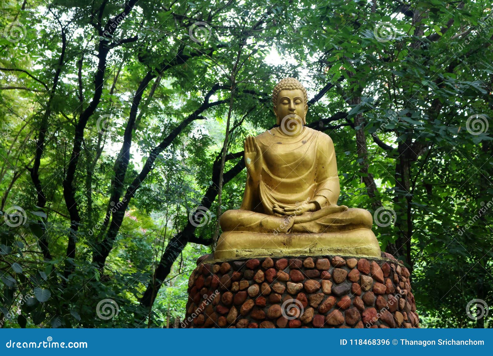 Buddha Statue in the Green Forest Background. Stock Photo - Image of ...