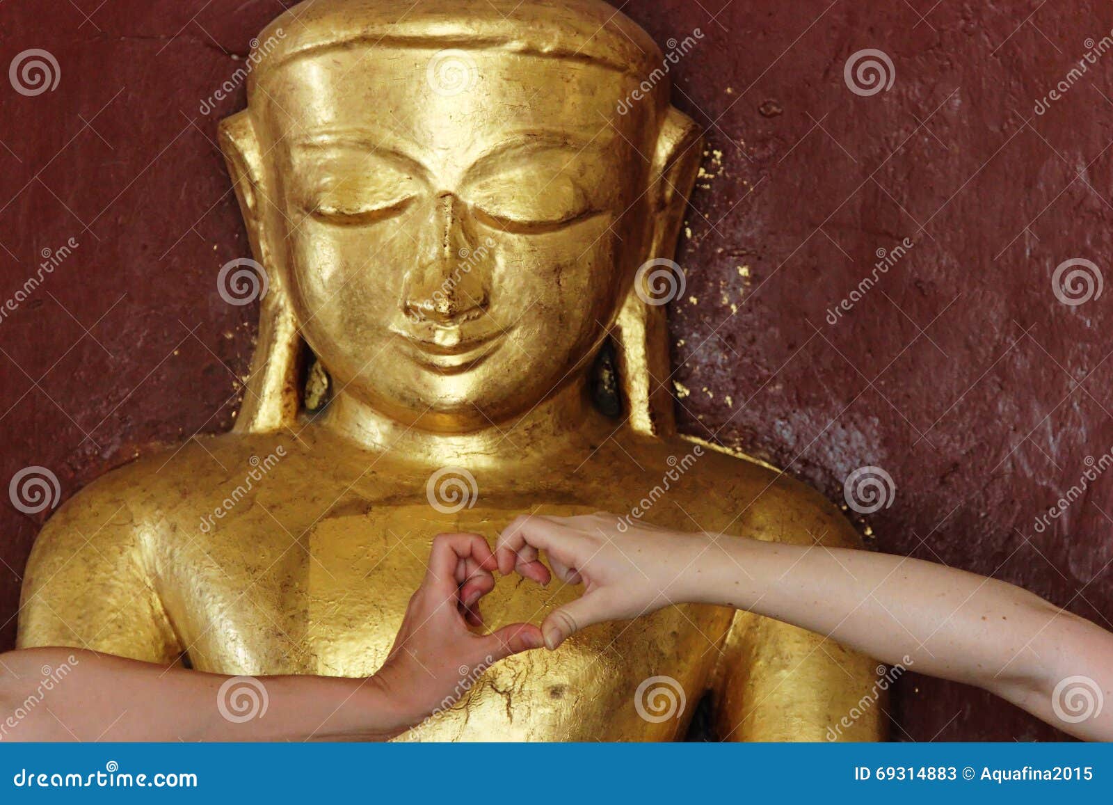 Buddha statue and heart stock image. Image of golden - 69314883
